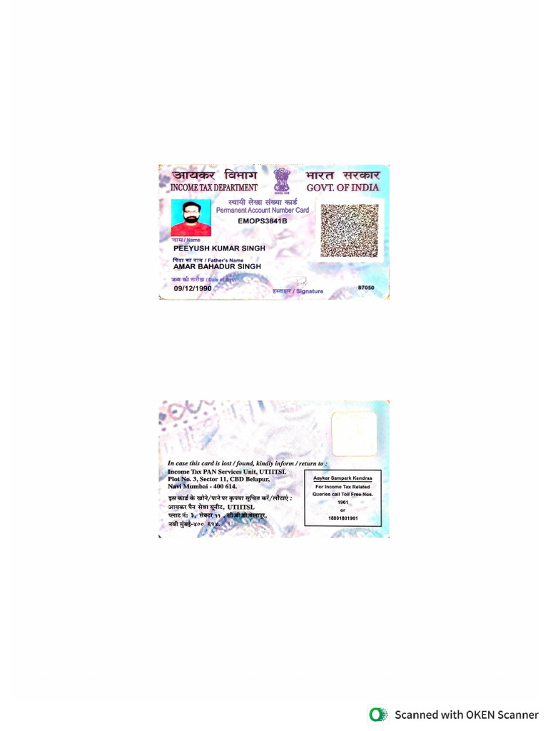 Peeyush Kumar Singh Pancard | PDF
