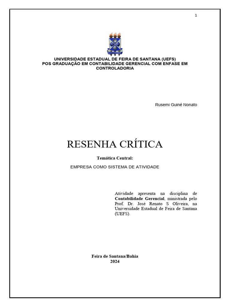 Resenha Critica Atkinson | PDF | Contabilidade | Qualidade (negócios)
