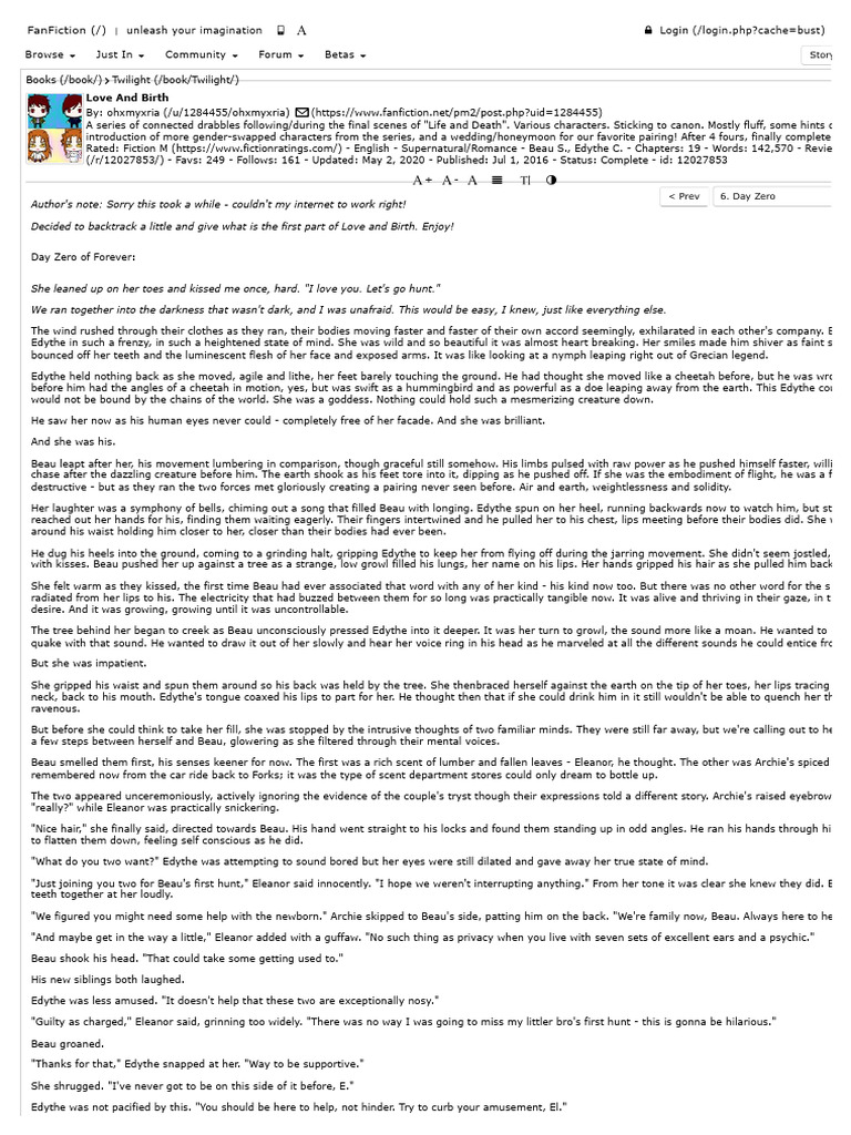 Love and Birth: Fanfiction (/) | PDF