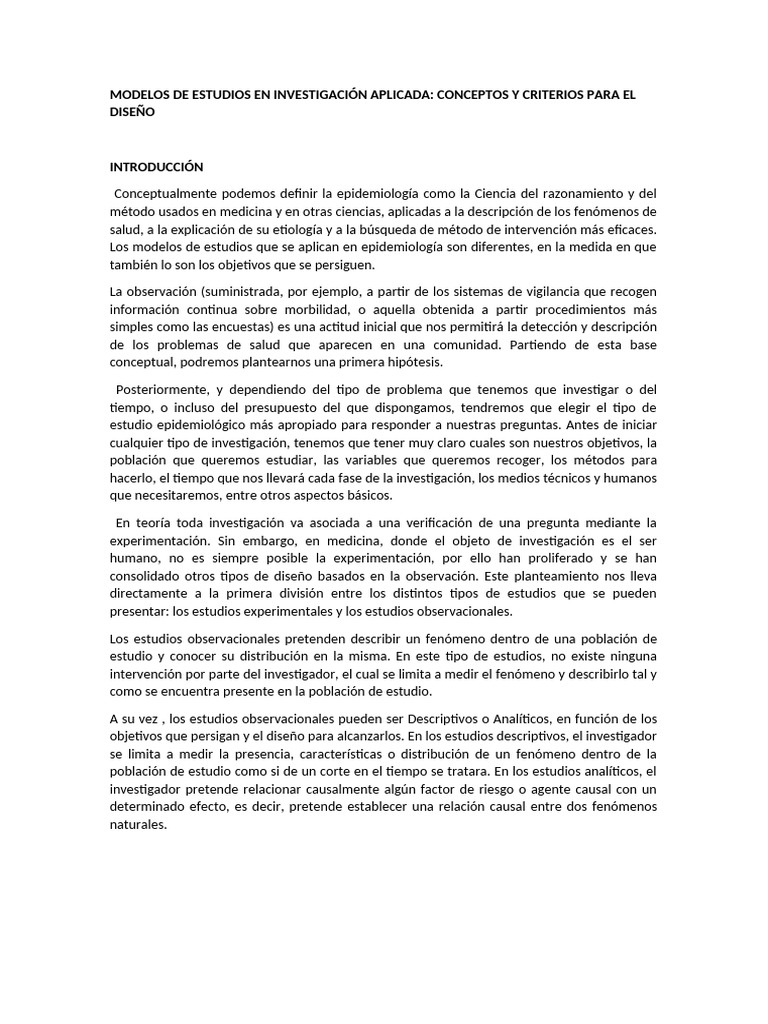 Modelos de Estudios en Epidemiología | PDF | Estudio de cohorte ...