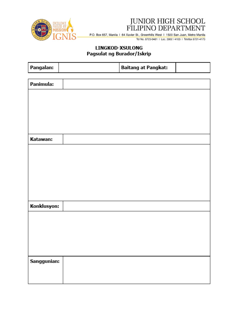 G8 Filipino LINGKOD-XSULONG BURADOR ISKRIP | PDF