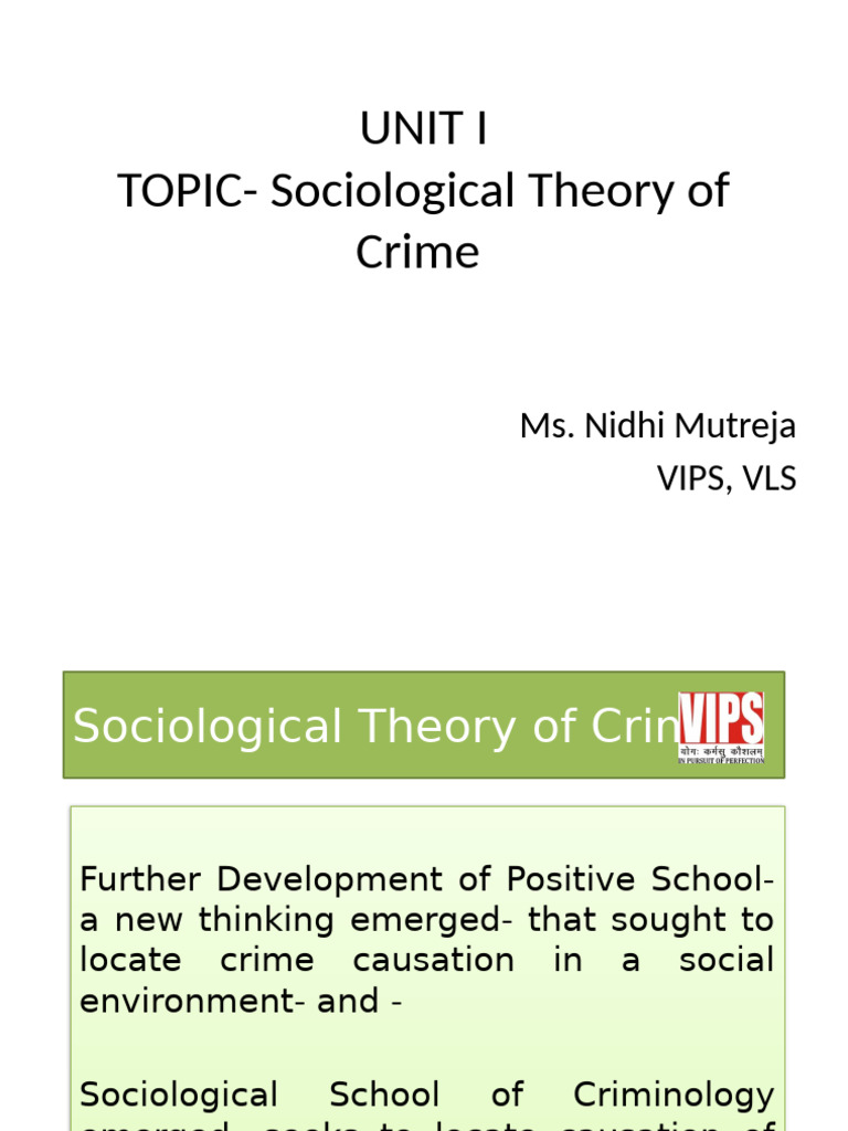 11 - Sociological Theory of Crime | PDF | Sociology | Crimes