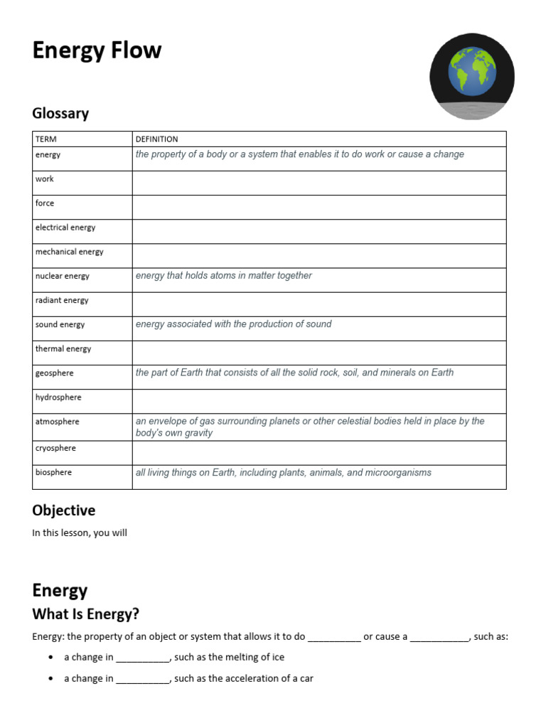 Guided Notes - Energy Flow | PDF | Earth Sciences | Potential Energy