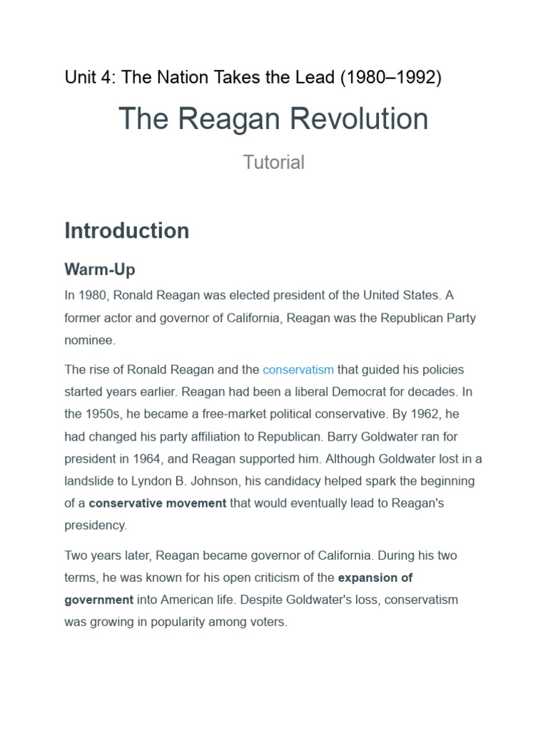 Reaganomics: The Rise of Conservatism | PDF | Cost Of Living | Ronald ...