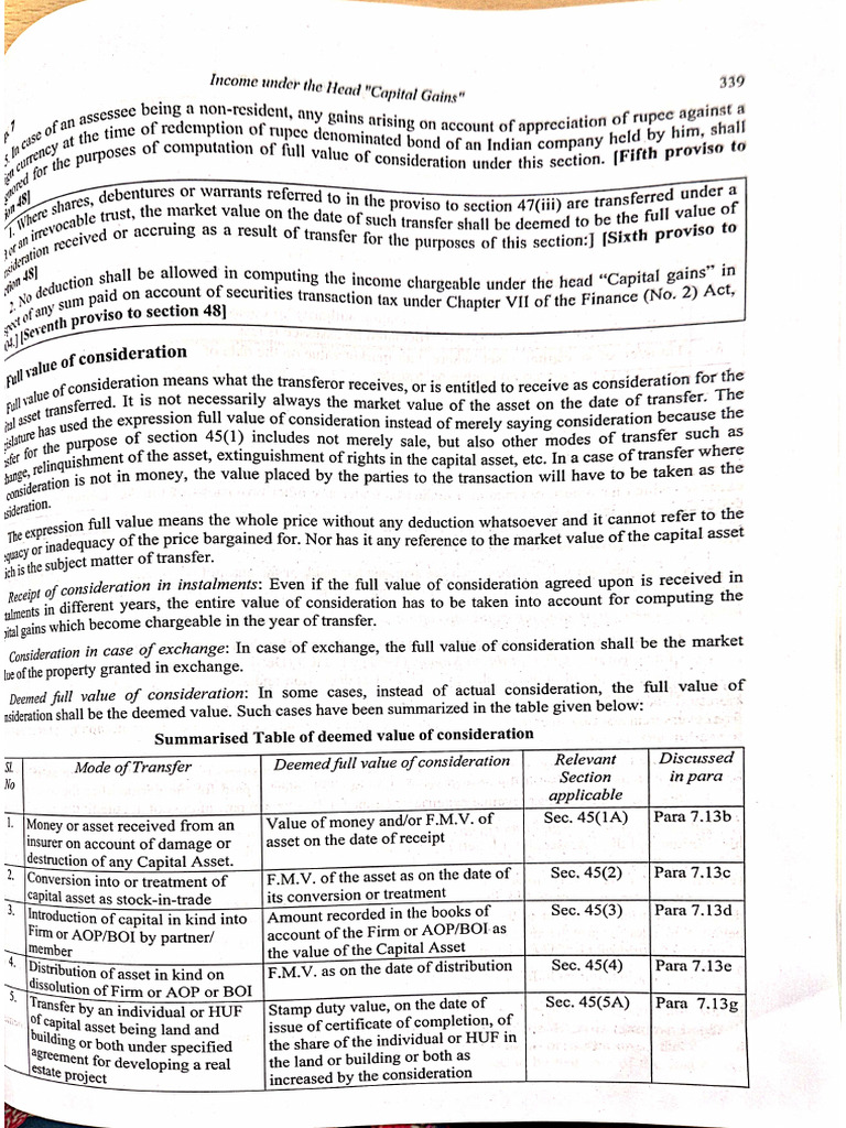 Capital Gains (Deemed Consideration, Cost of Acquisitions, Exemptions ...