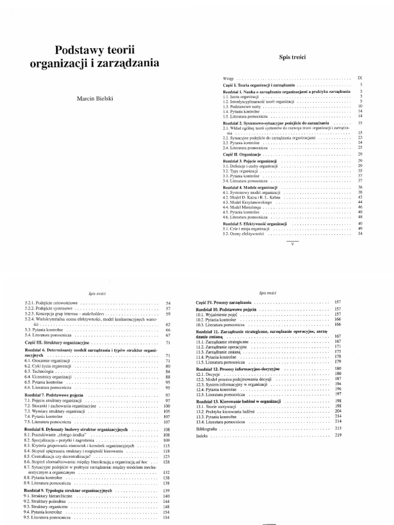 Bielski - Podstawy teorii organizacji i zarządzania | PDF