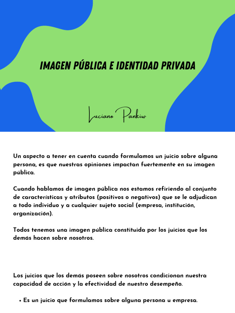 Imagen Publica e Identidad Privada | PDF | Sicología | Psicología Social