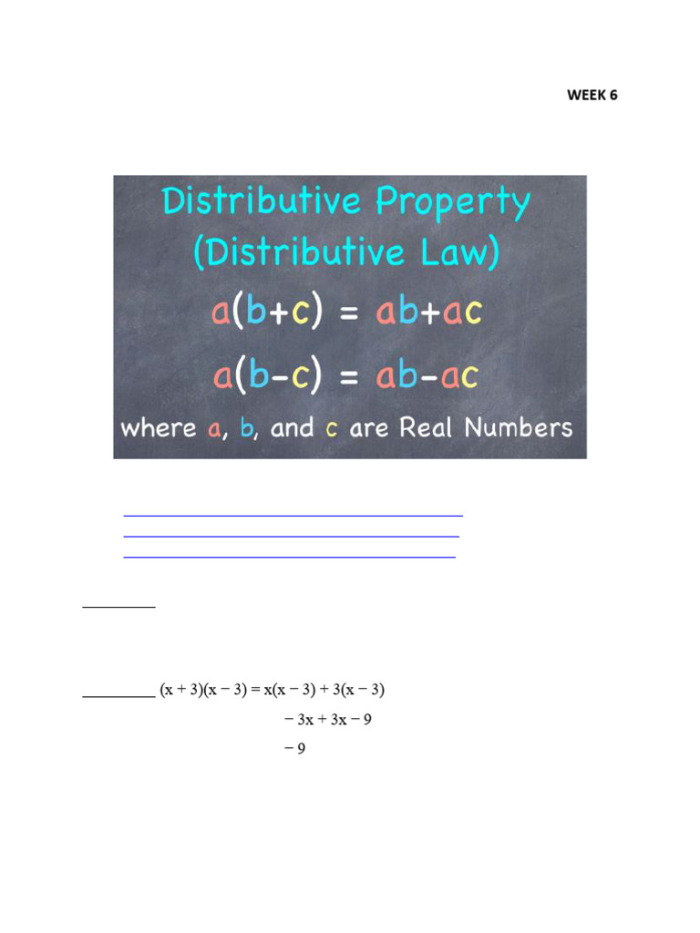 Math-WEEK 6 Distributive Law and Factorizing Note | PDF | Teaching ...