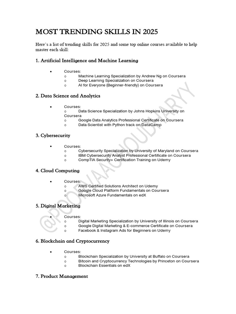 Trending Skills For 2025 Pdf Computing Information Technology