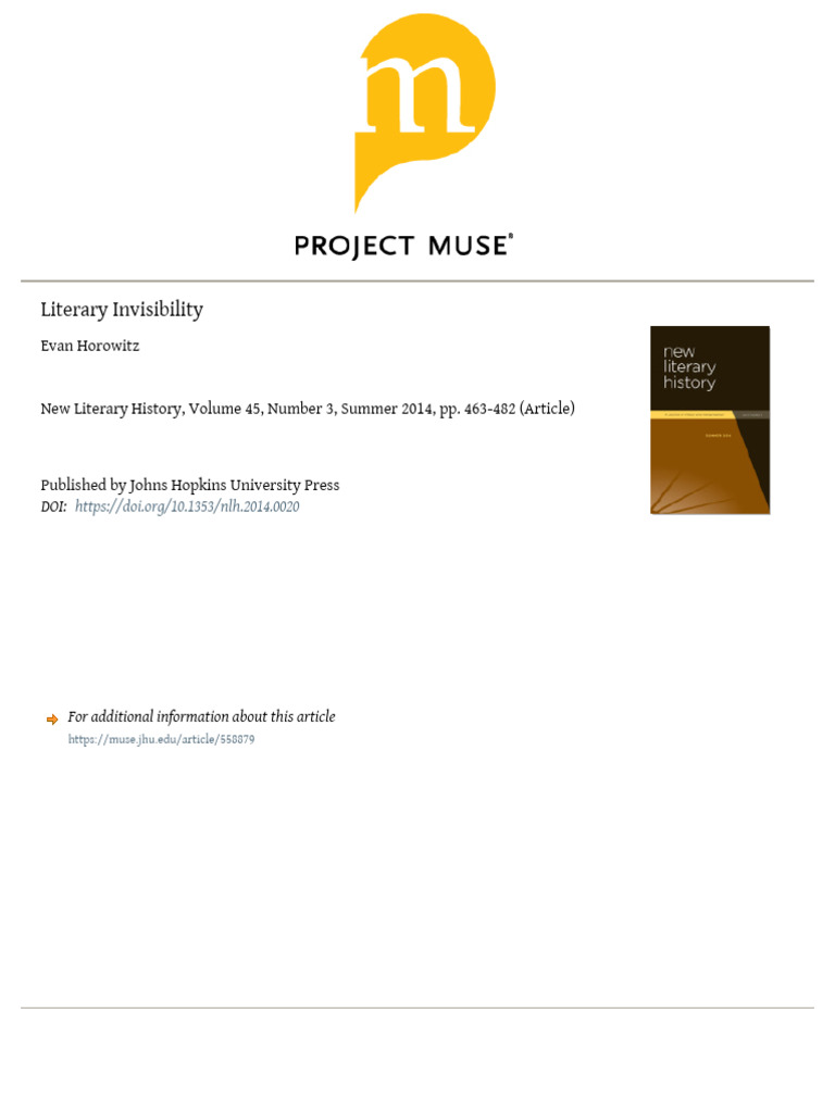 Evan Horowitz, Literary Invisibility | PDF | Quasimodo | Strange Case ...