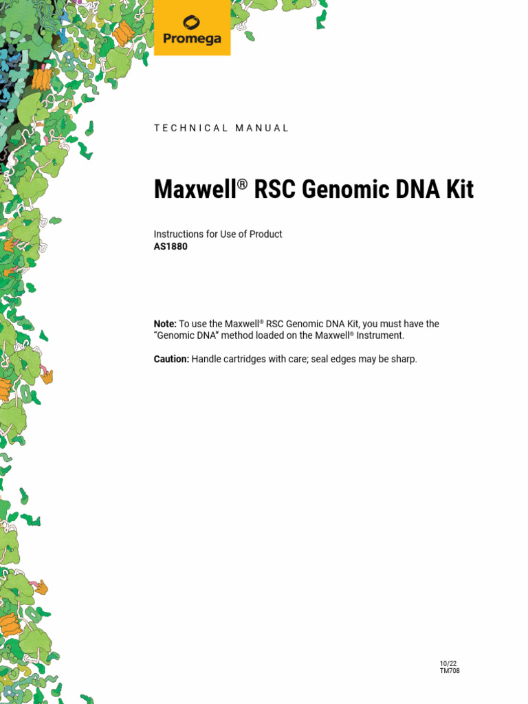 Maxwell RSC Genomic DNA Kit Manual | PDF | Lysis | Protein Purification