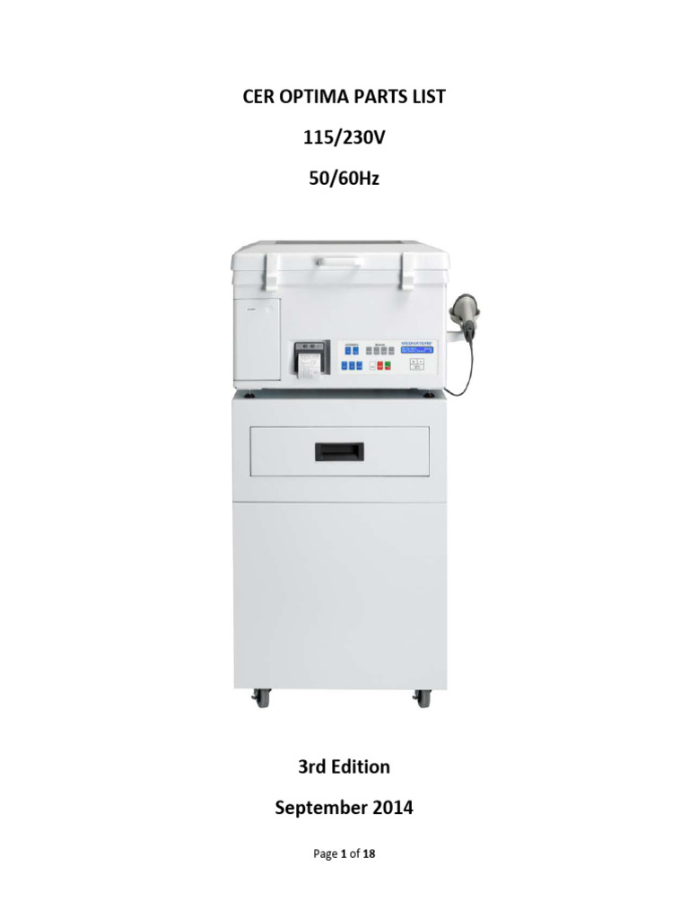 Cer Optima Parts List Rev 3 | PDF | Pump | Valve