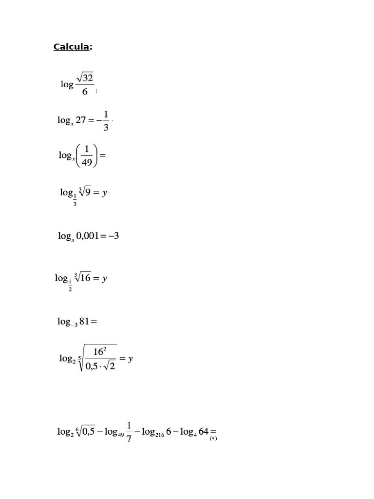 Ejercicios de Logaritmos | PDF