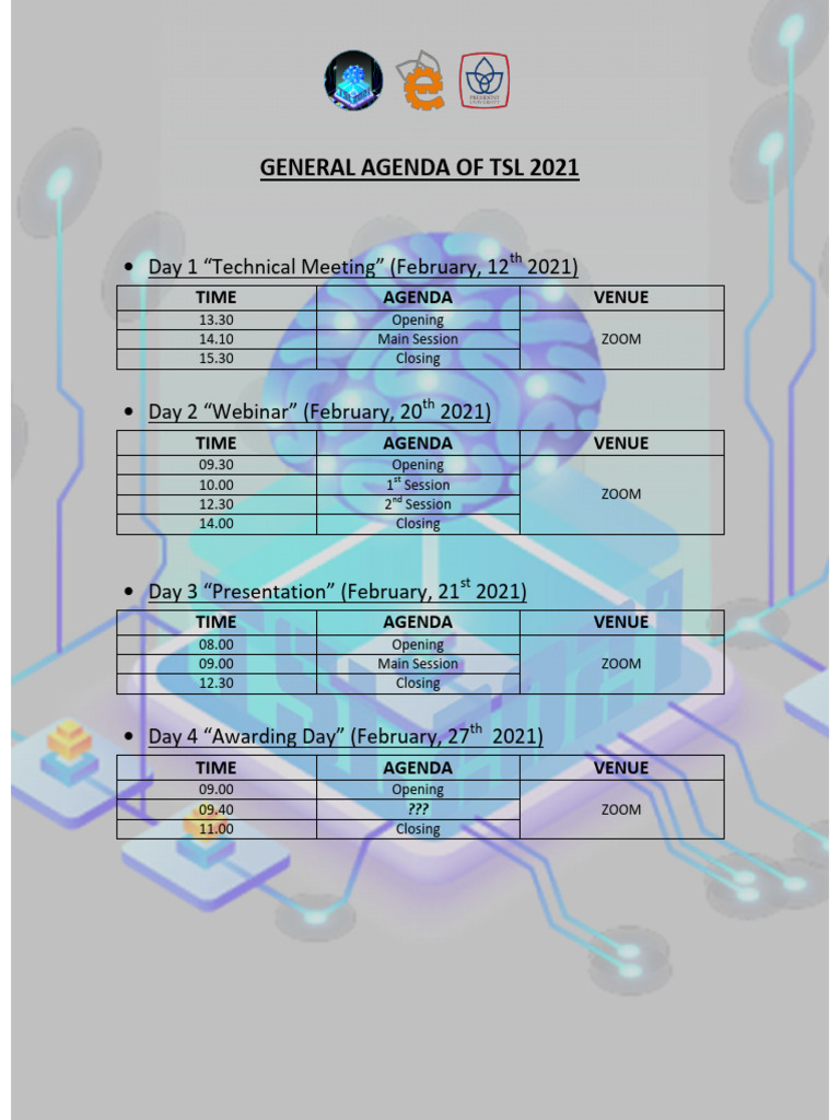 General Agenda of TSL 2021 | PDF | Art