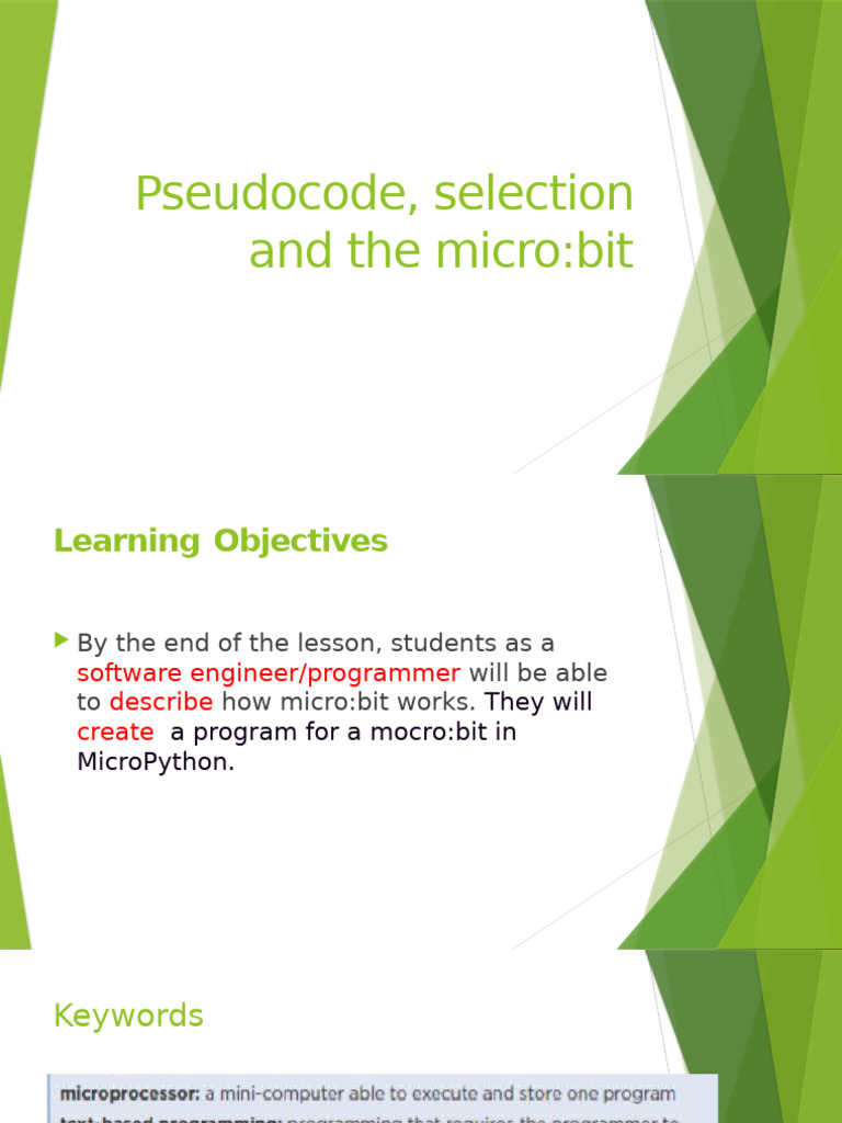 Pseudocode, Selection and The Micro | PDF