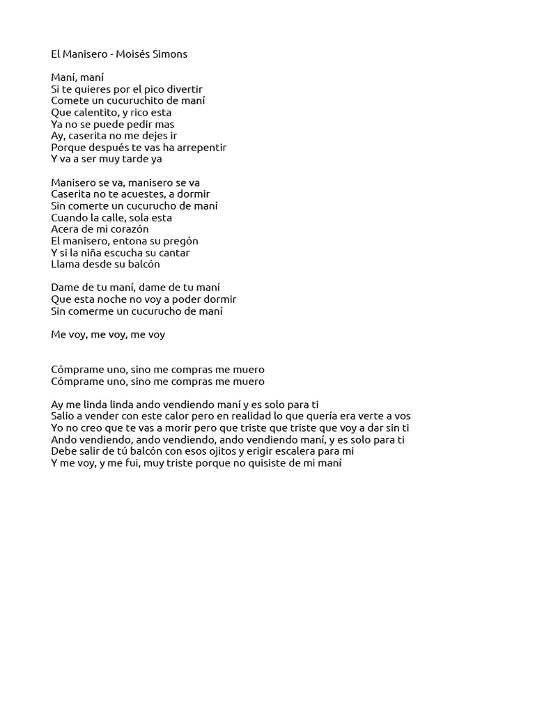 El Manisero Letra | PDF
