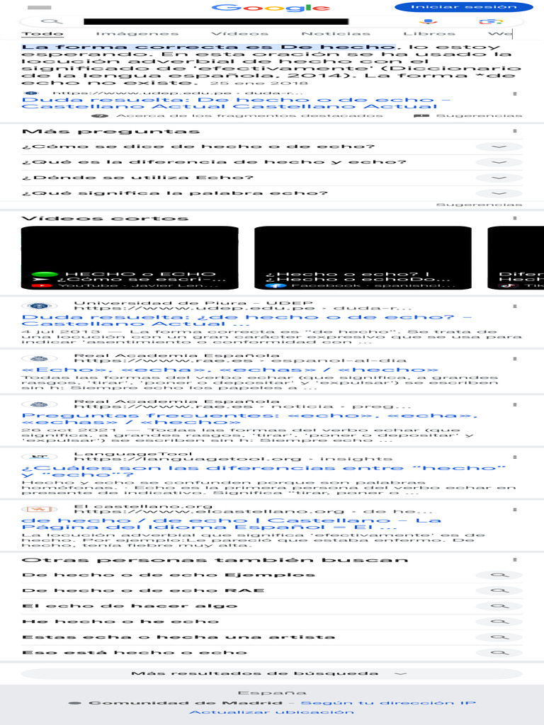 Uso correcto: "De hecho" vs "De echo" | PDF | Idiomas | Estudios de ...