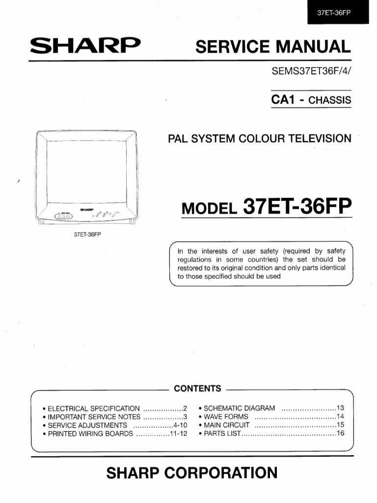 Sharp 37et-36fp Chassis Ga1 | PDF