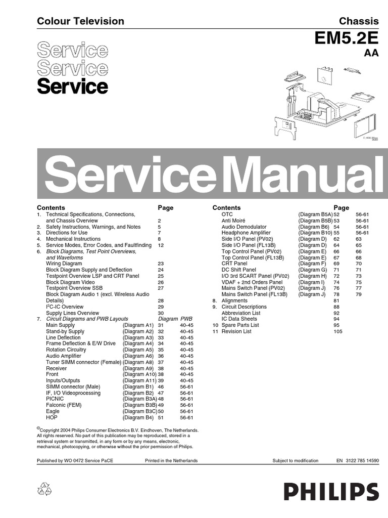 Philips Chassis Em5.2e 29pt9009 | PDF | Vacuum Tube | Electrostatic Discharge