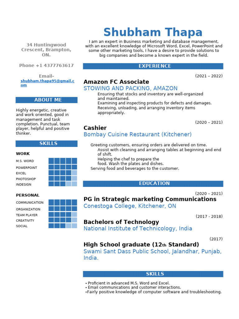 Basic resume Shubham | PDF