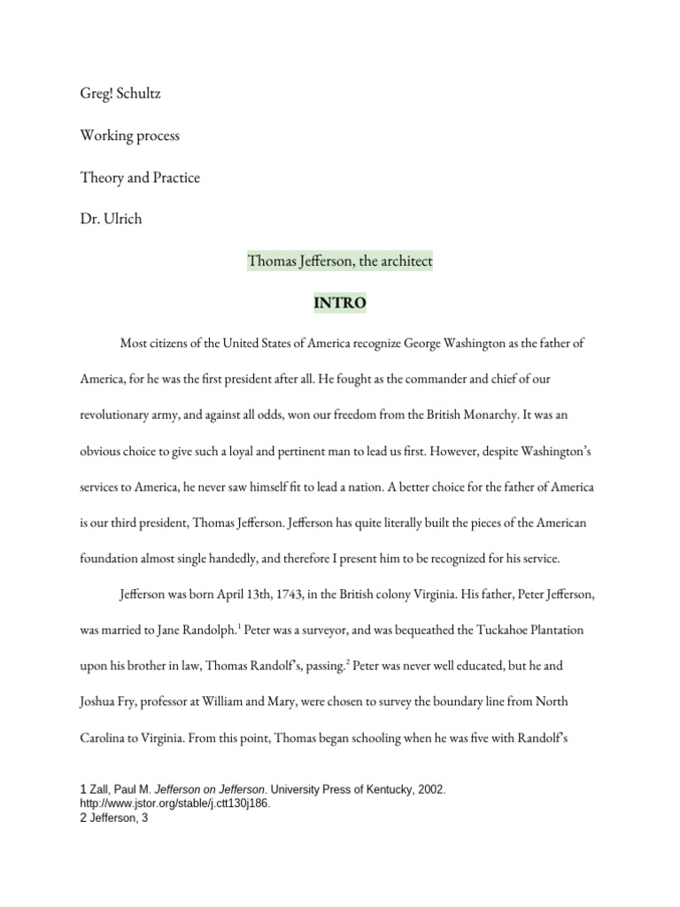 Theory and Practice History Paper Draft | PDF | Thomas Jefferson
