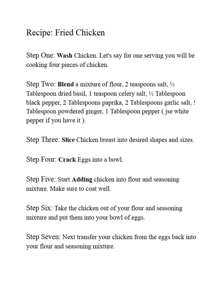Fried Chicken Recipe | PDF