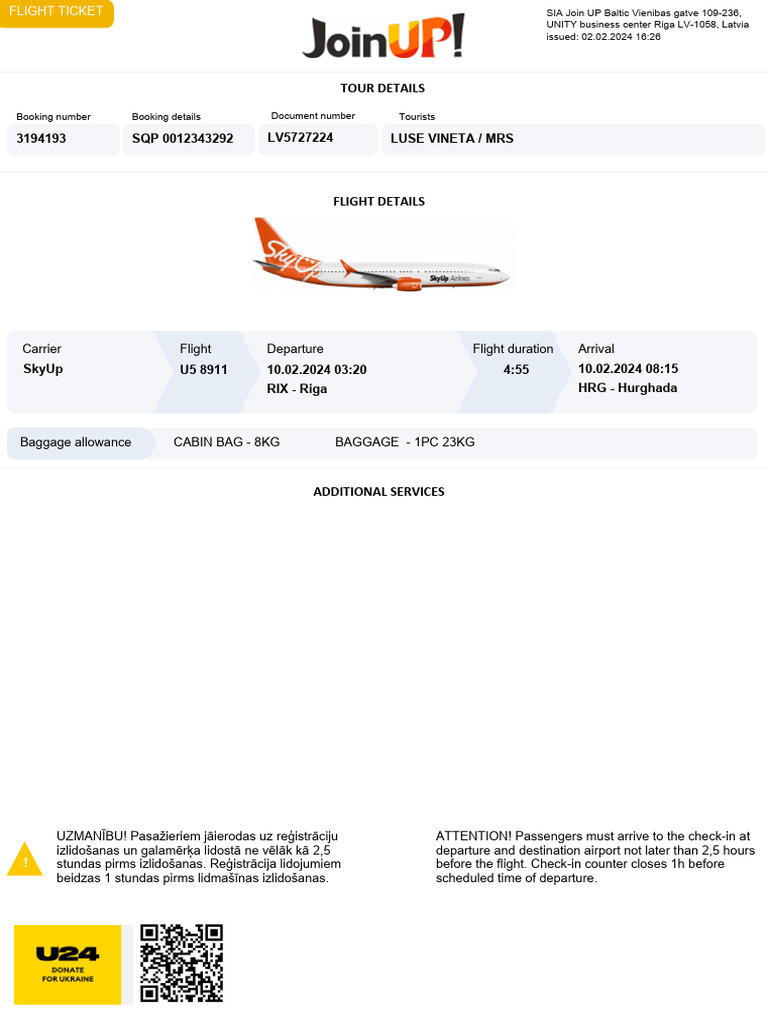 Aviaticket 1413850 | PDF