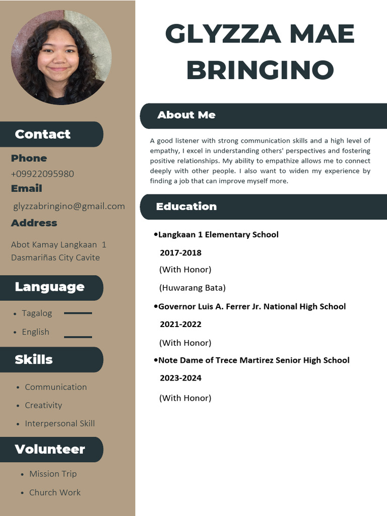 Glyzza Mae Bringino: Contact | PDF