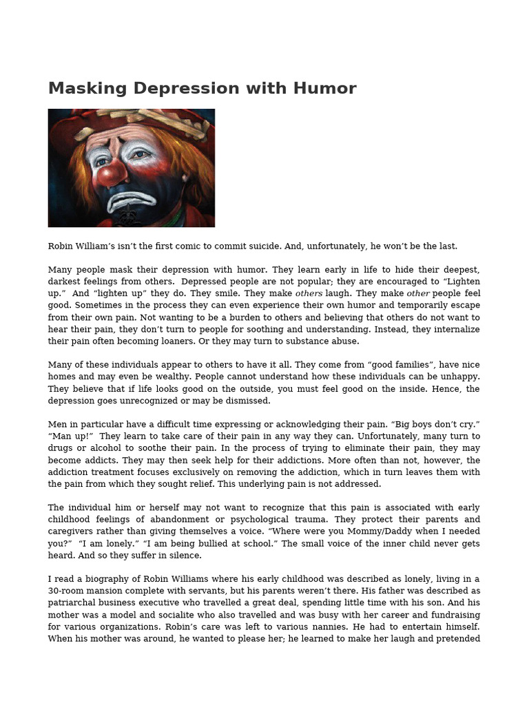 Masking Depression With Humor (2017 - 10 - 31 10 - 12 - 27 UTC) | PDF ...