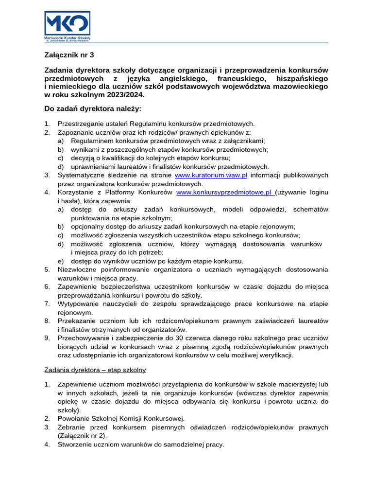 Zal NR 3 - Zadania Dyrektora Szkoly | PDF
