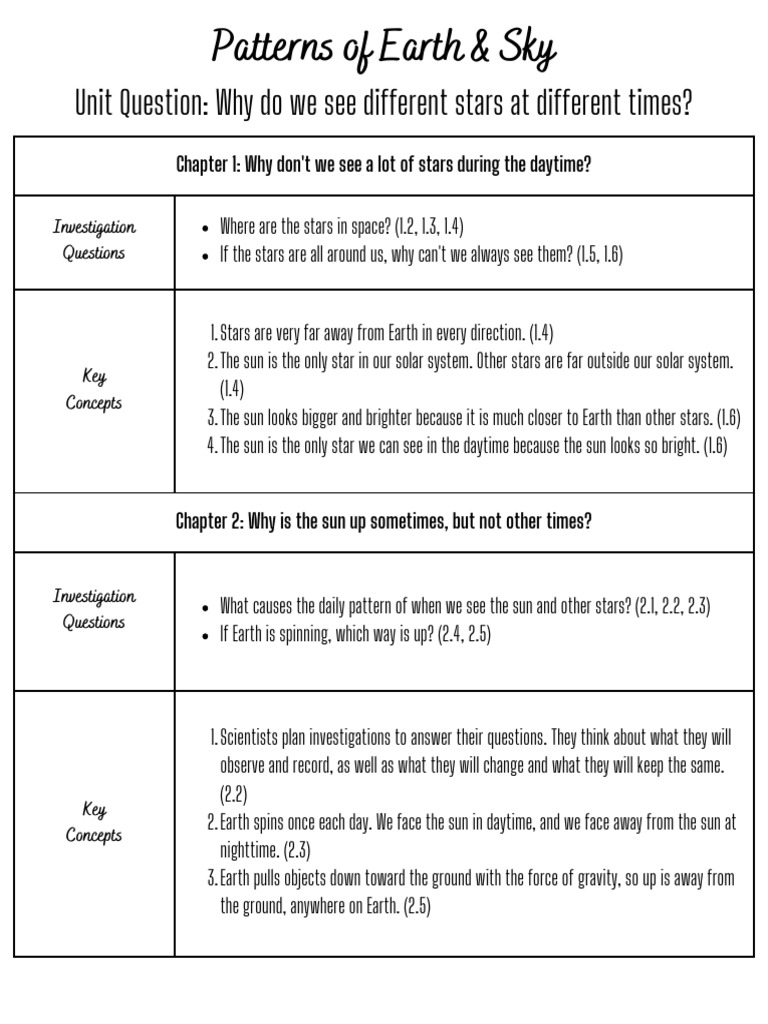 Unit Question: Why Do We See Different Stars at Different Times? | PDF ...