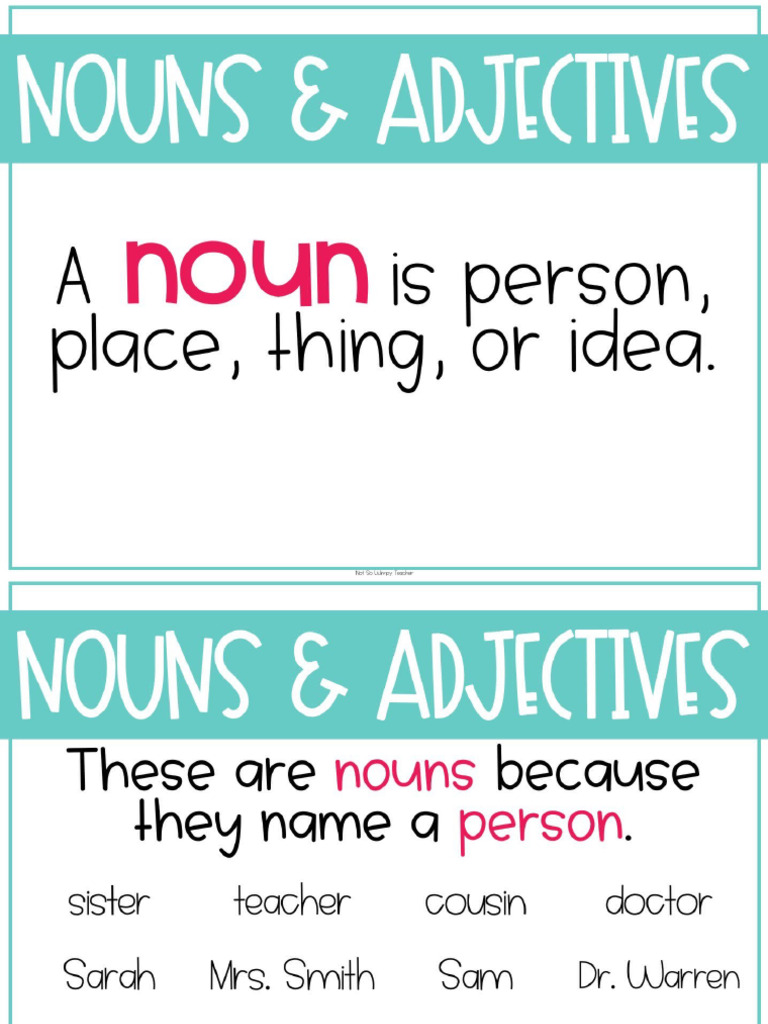 Nouns and Adjectives PowerPoint Mini Lesson | PDF