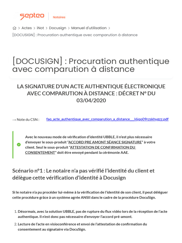 Procuration Notaire à Distance avec Docusign | PDF | Finance et gestion ...