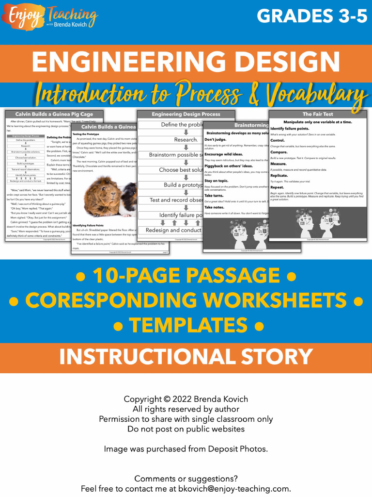 EngineeringDesignProcessIntroductionPassageWorksheetsTemplates 1 | PDF ...