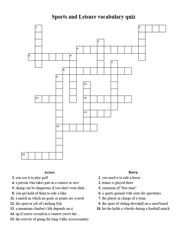 Sports & Leisure Vocabulary Quiz | PDF
