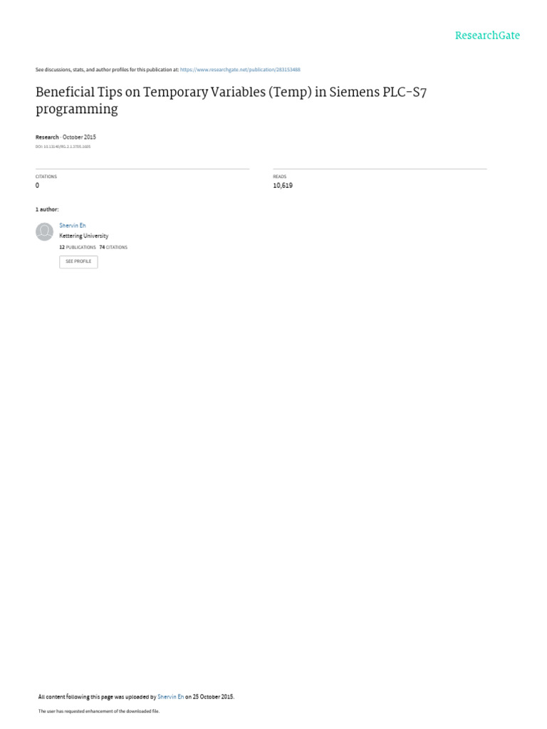 Beneficial Tips On Temporary Variables (Temp) in Siemens PLC-S7 Programming | PDF | Software ...