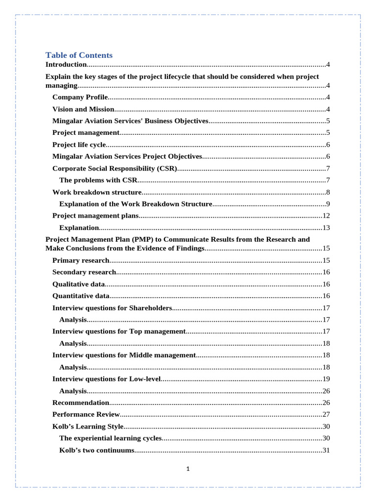 Table of Contents | PDF | Corporate Social Responsibility | Project ...
