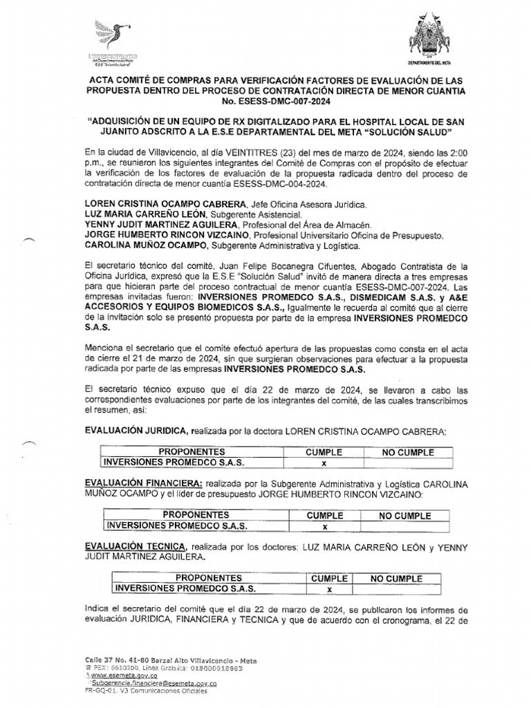 Acta de Comité de Compras | PDF