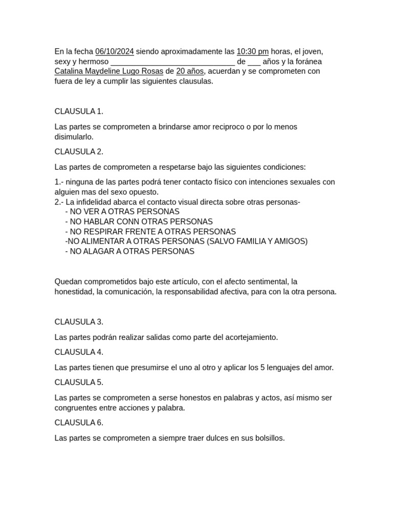 Acuerdo de Amor y Compromiso Mutuo | PDF | Ciencias sociales | Salud y ...