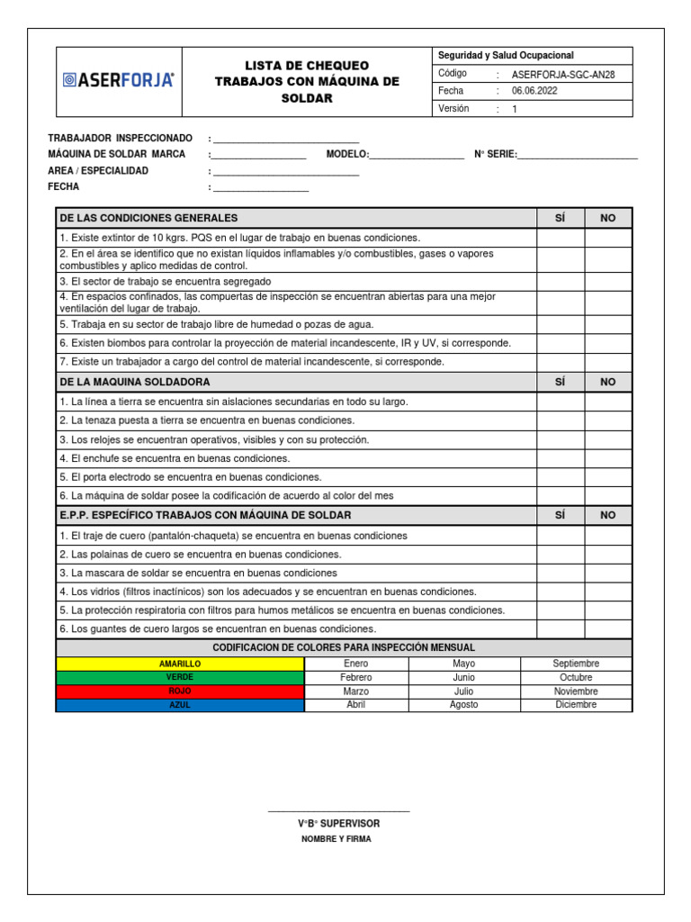 Checklist Soldadura Al Arco | PDF | Soldadura | Construcción