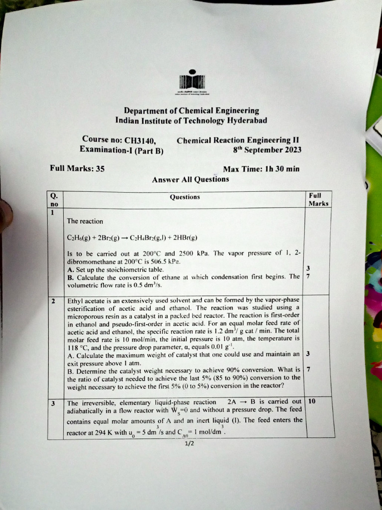 cre2 | PDF | Adsorption | Chemical Reactor