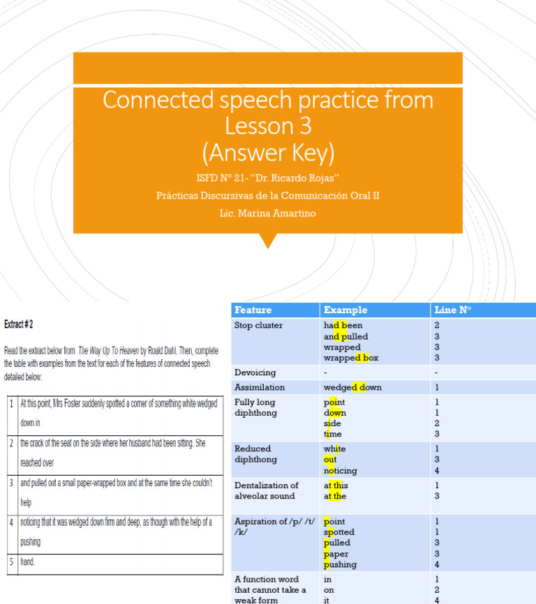 Connected Speech Practice From Lesson 3 | PDF