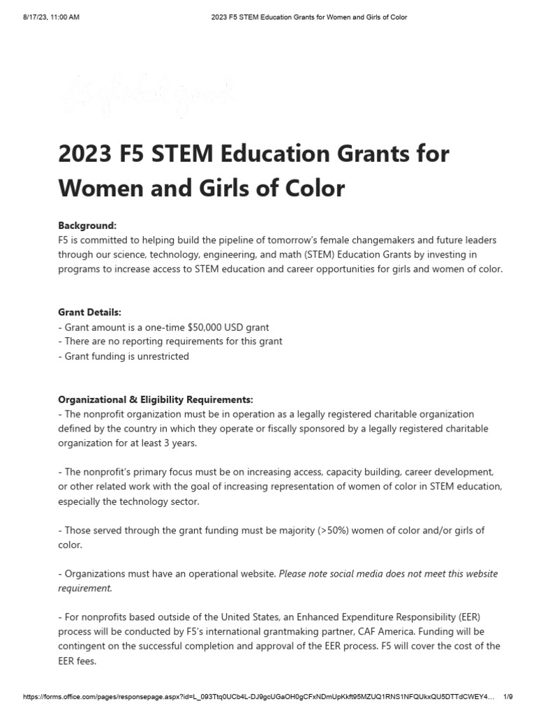 f5 Stem Grant Fy24 Submitted | PDF | Science, Technology, Engineering ...