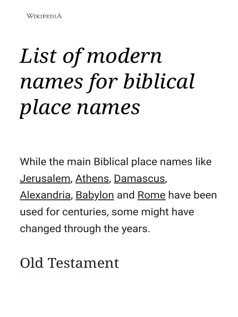 List of Modern Names For Biblical Place Names - Wikipedia | PDF | Bible ...