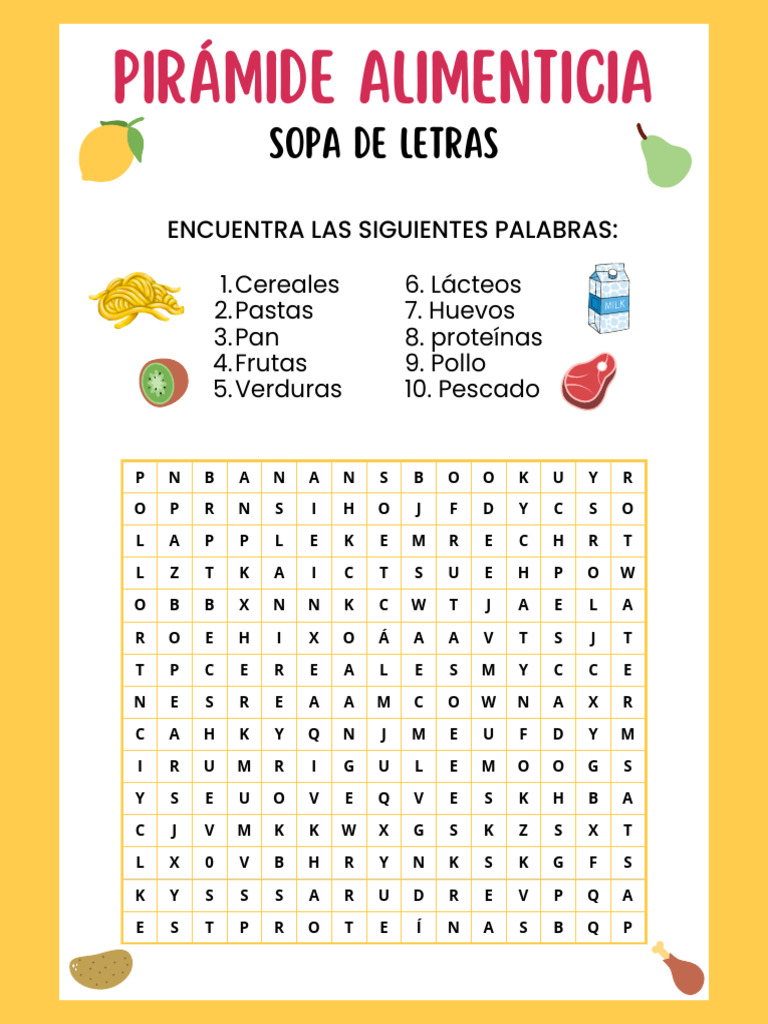 Sopa de Letras Piramide Alimenticia | PDF