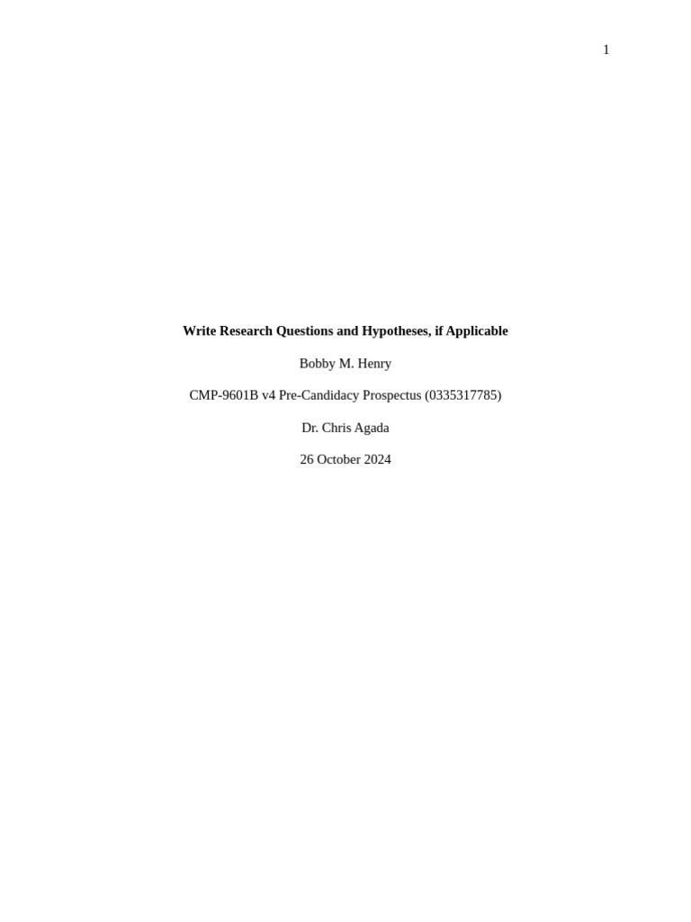CMP-9601B v4 Pre-Candidacy Prospectus (0335317785) WK3 Assignment | PDF | Brand | Hypothesis