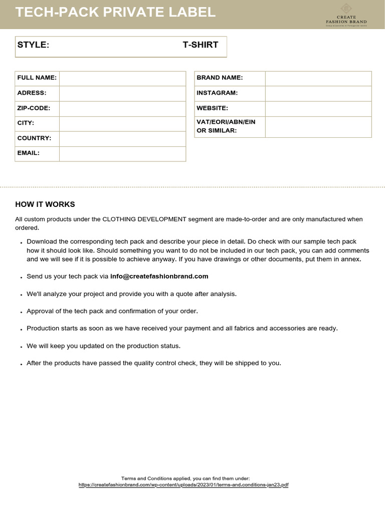 Custom T-Shirt Tech Pack Guide | PDF | Seam (Sewing) | Textiles
