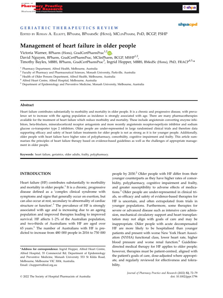 Heart Failure Management in Older Adults | PDF | Heart Failure ...