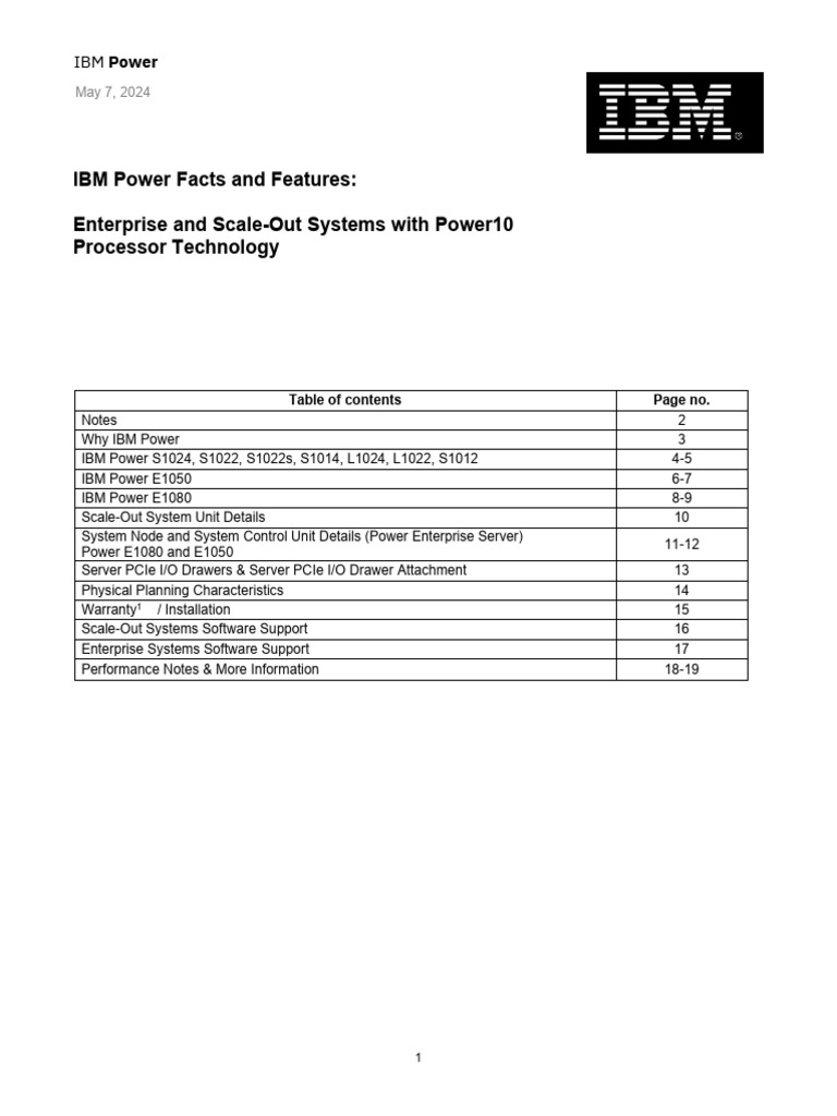 P10 IBM Power Facts and Features | PDF | Computing | Computer Engineering