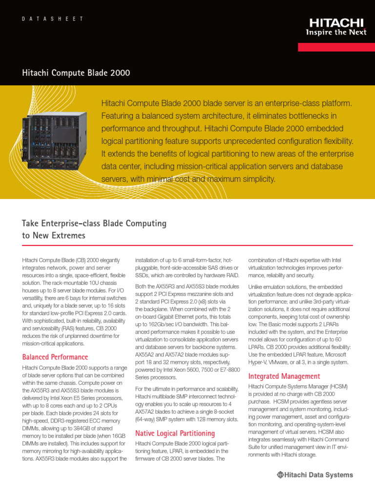 Technicheskie Kharakteristiki Hitachi Compute Blade 2000 | PDF ...